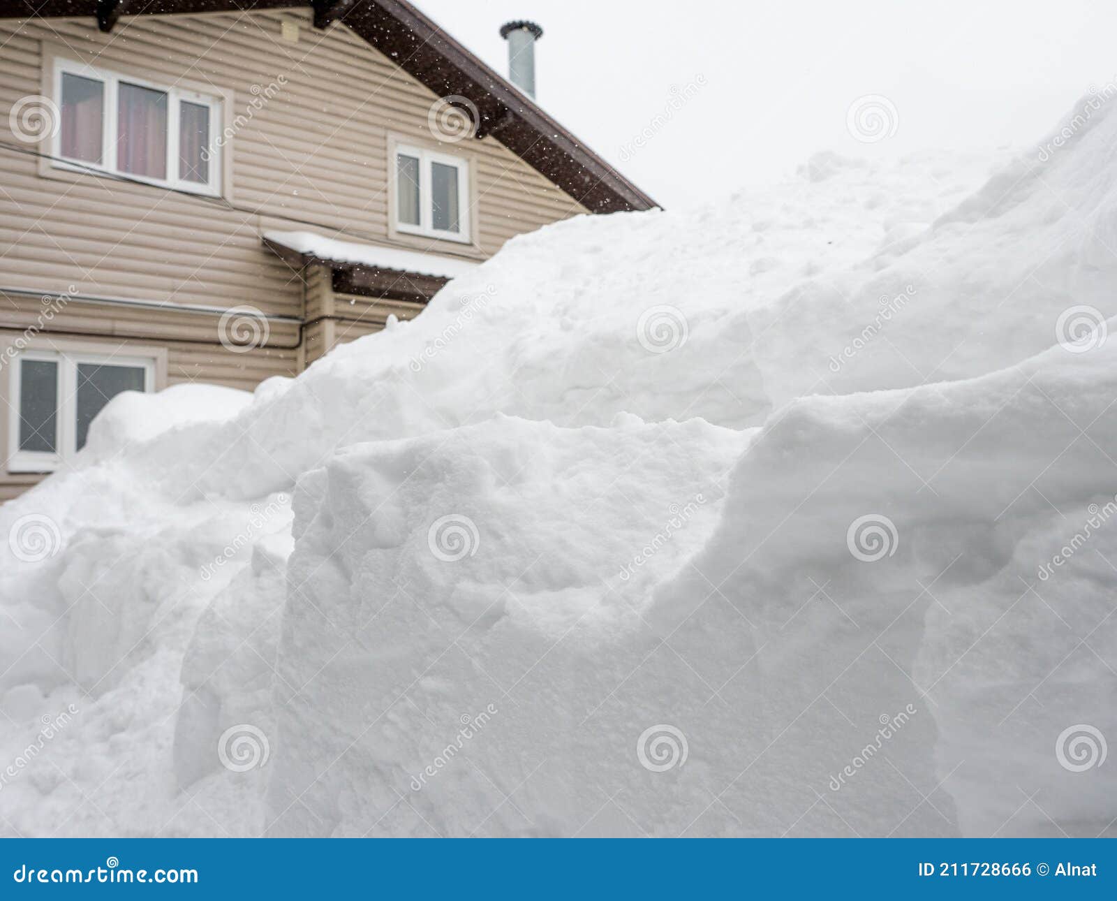 Huge Heap of Snow in Front of the House Stock Photo - Image of weather ...