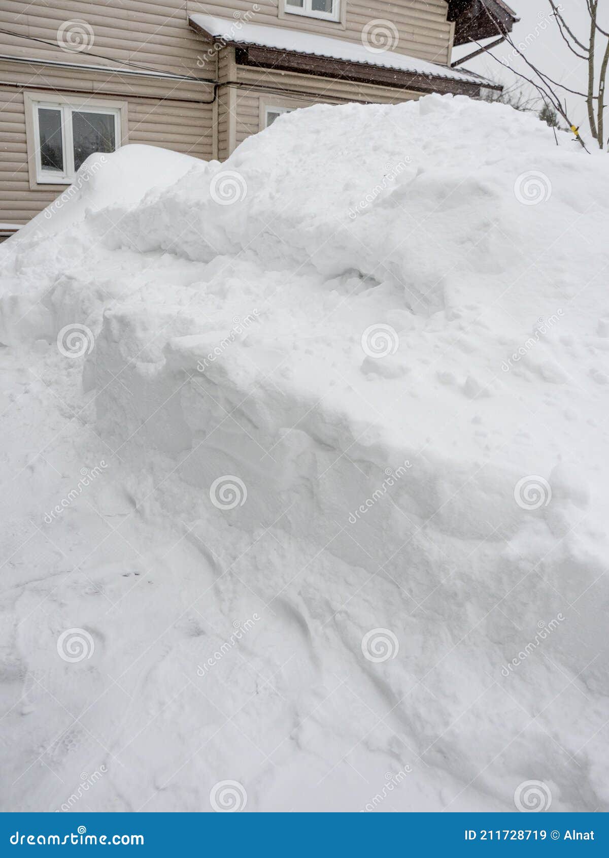 Huge Heap of Snow in Front of the House Stock Image - Image of heap ...