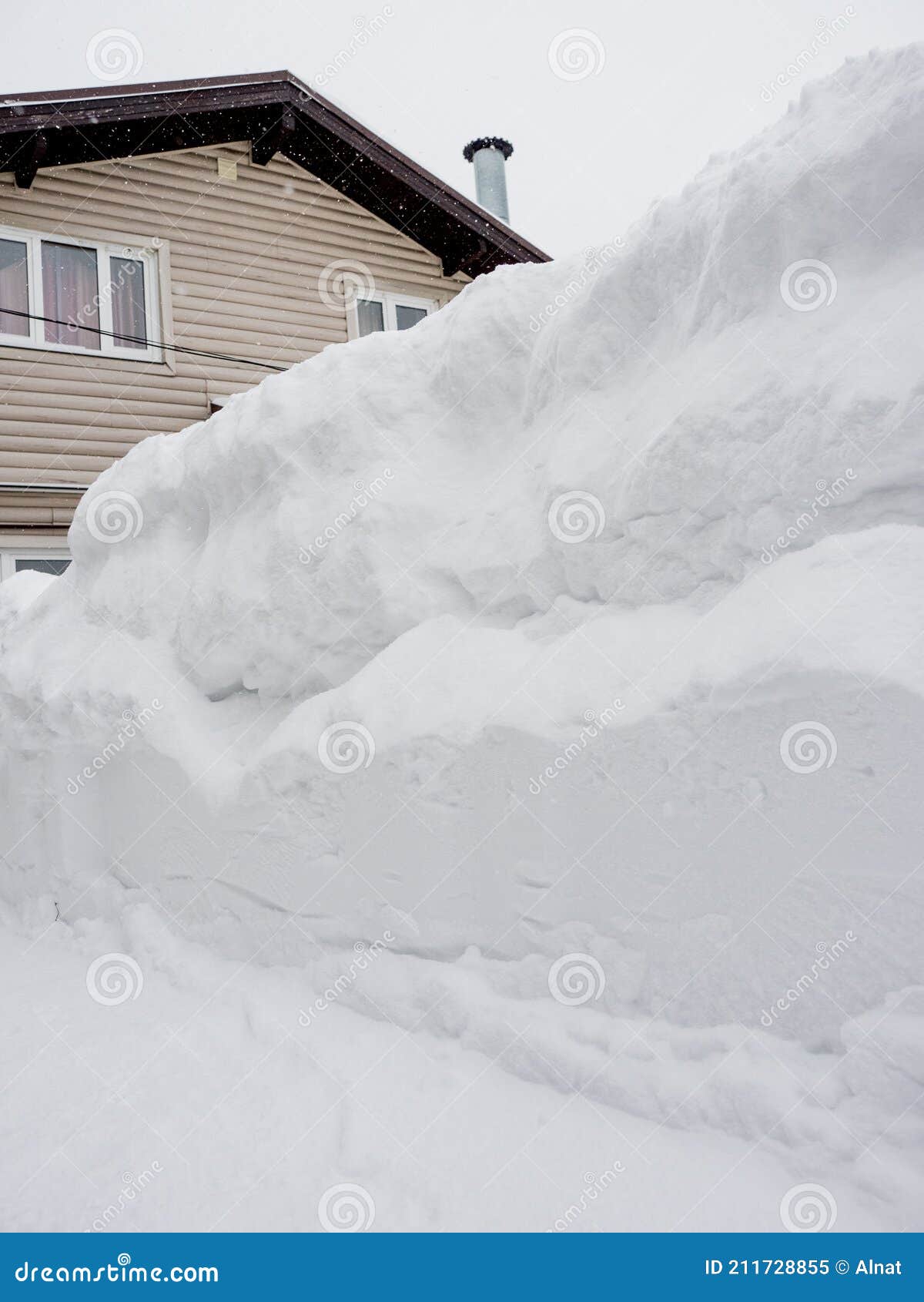 Huge Heap of Snow in Front of the House Stock Image - Image of ...