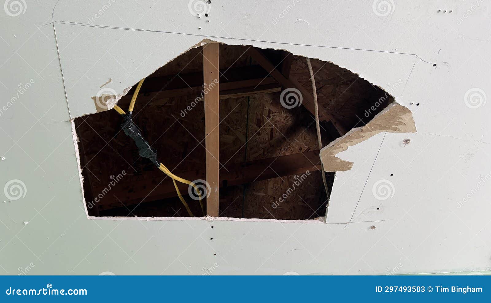 Huge Hole in Drywall Ceiling Stock Image - Image of huge, wall: 297493503