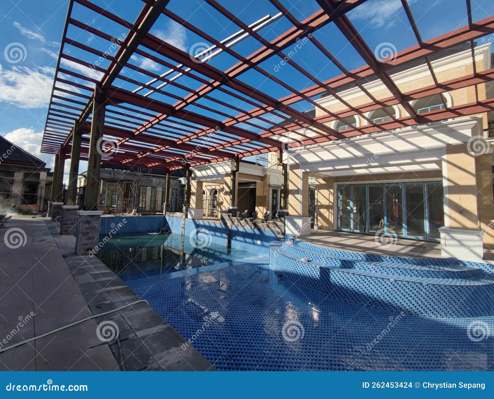 A Huge House Dan Huge Swimming Pool Underconstruction Stock Photo ...