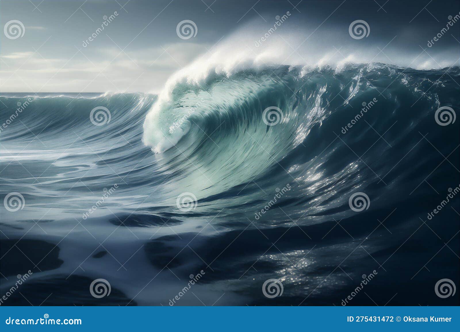 Huge Hyper-realistic Ocean Wave. AI Generated Stock Illustration ...