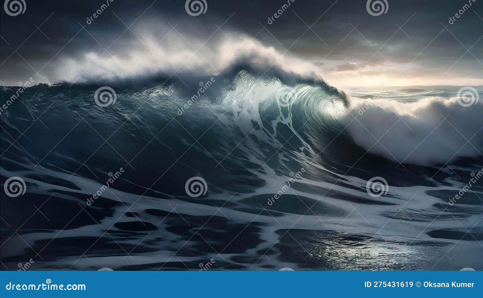 Huge Hyper-realistic Ocean Wave. AI Generated Stock Illustration ...
