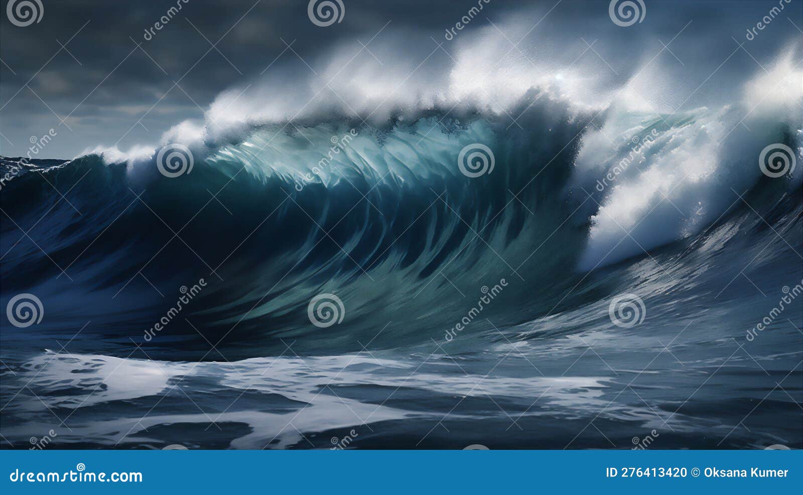 Huge Hyper-realistic Ocean Wave. AI Generated Stock Illustration ...