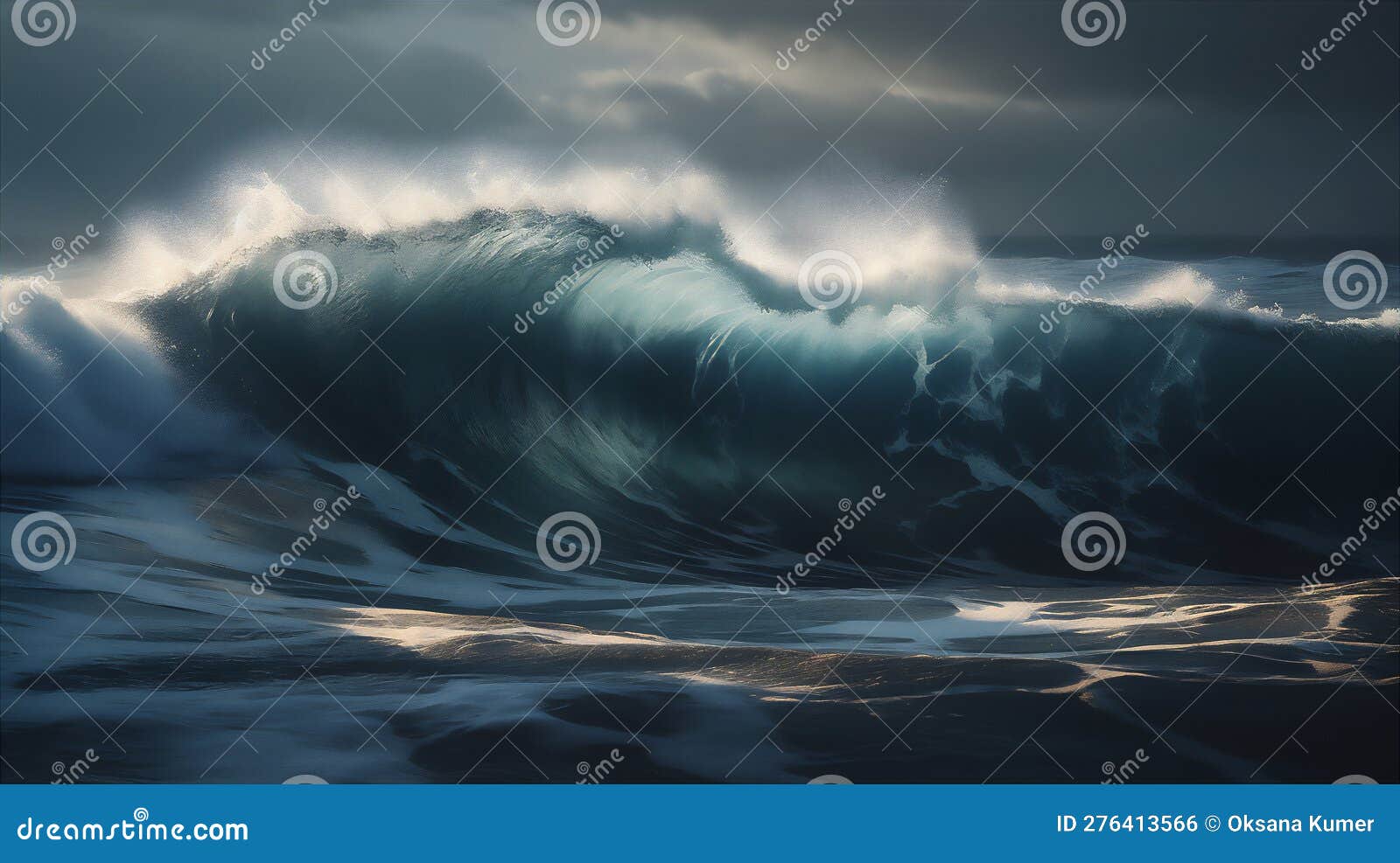 Huge Hyper-realistic Ocean Wave. AI Generated Stock Illustration ...