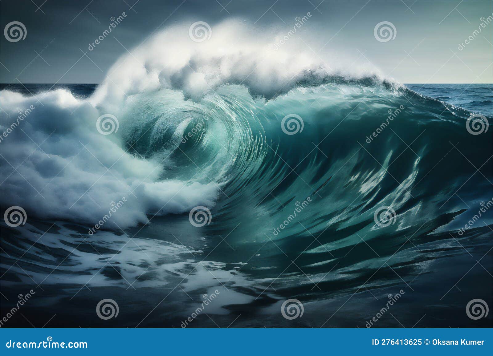 Huge Hyper-realistic Ocean Wave. AI Generated Stock Illustration ...