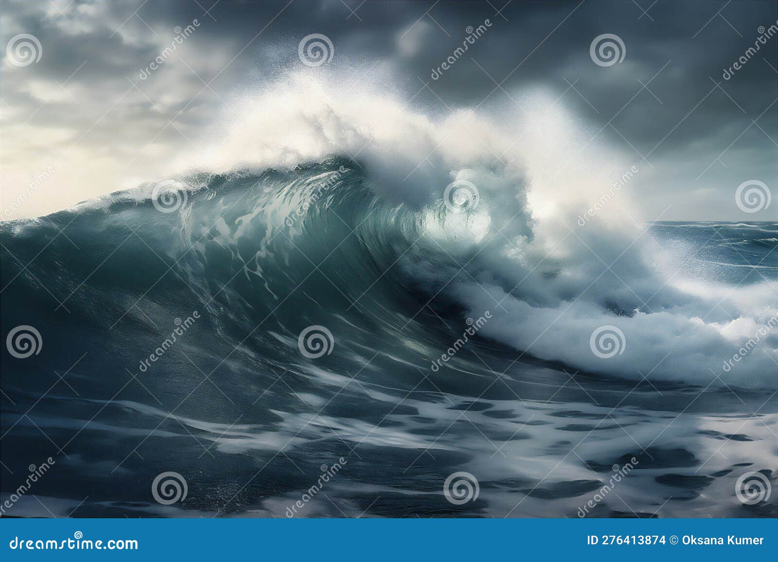 Huge Hyper-realistic Ocean Wave. AI Generated Stock Illustration ...