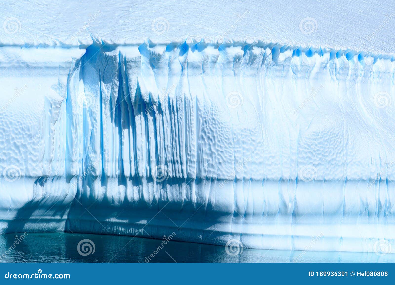 Iceberg Wall with Texture and Cuts, Antarctica Stock Image - Image of ...