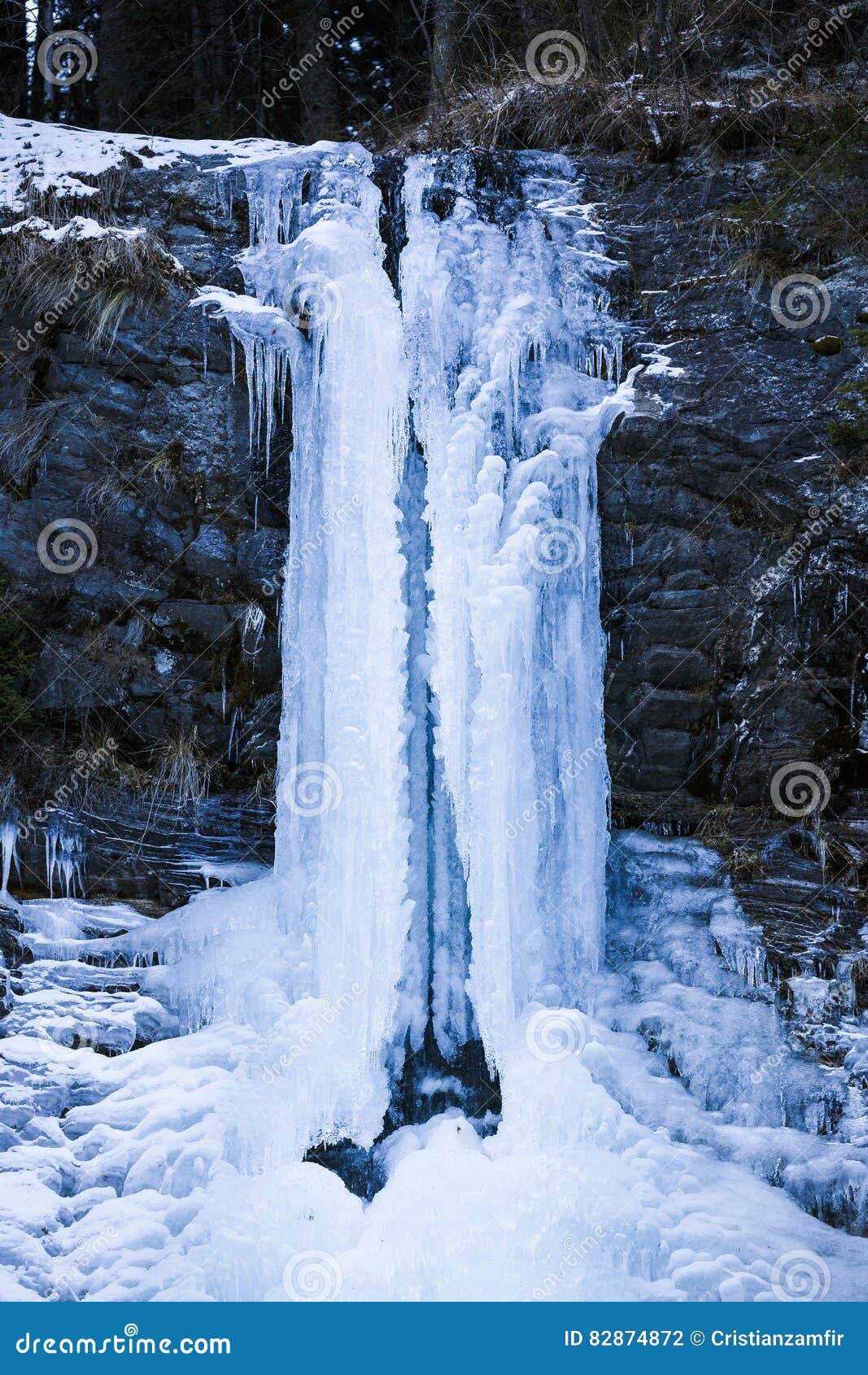 Huge Icicles Formed in a Waterfall Stock Photo - Image of beautiful ...