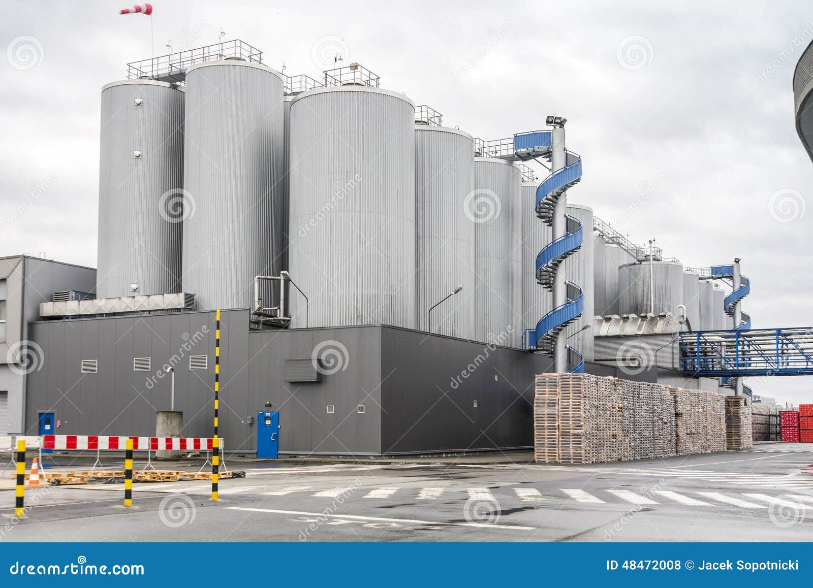 Huge, Industrial Containers with Beer Stock Photo - Image of outside ...