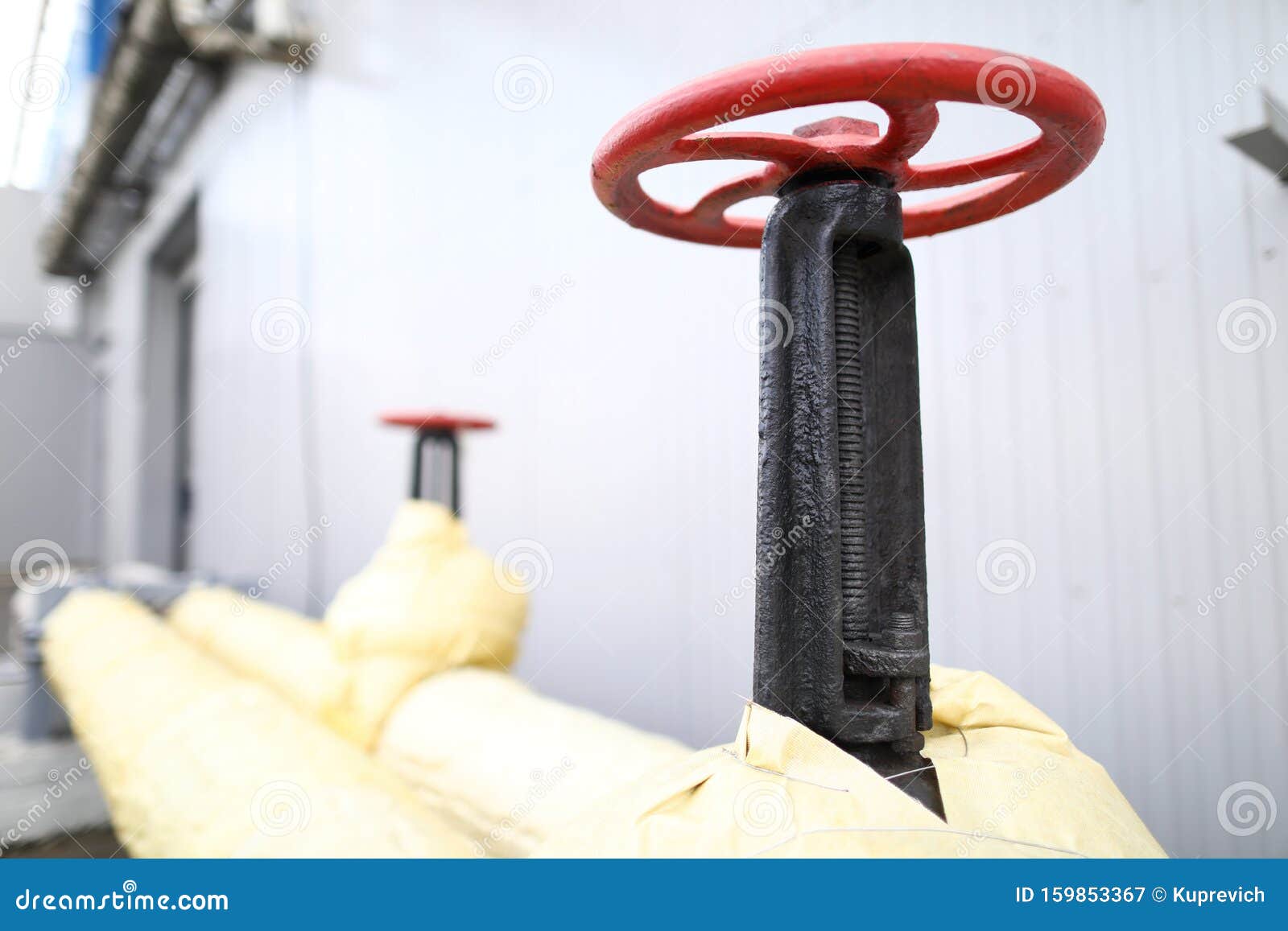 Huge Industrial Red Valve on Main Heating Pipeline Stock Image - Image ...