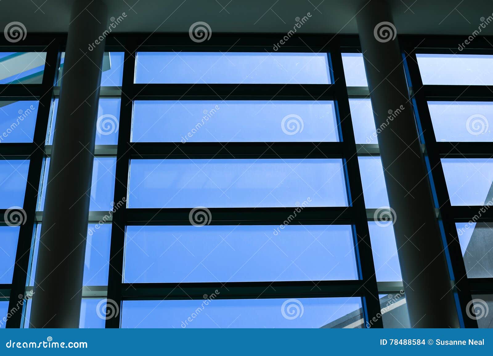 Huge Interior Window Showing Blue Sky and Lines Stock Photo - Image of ...
