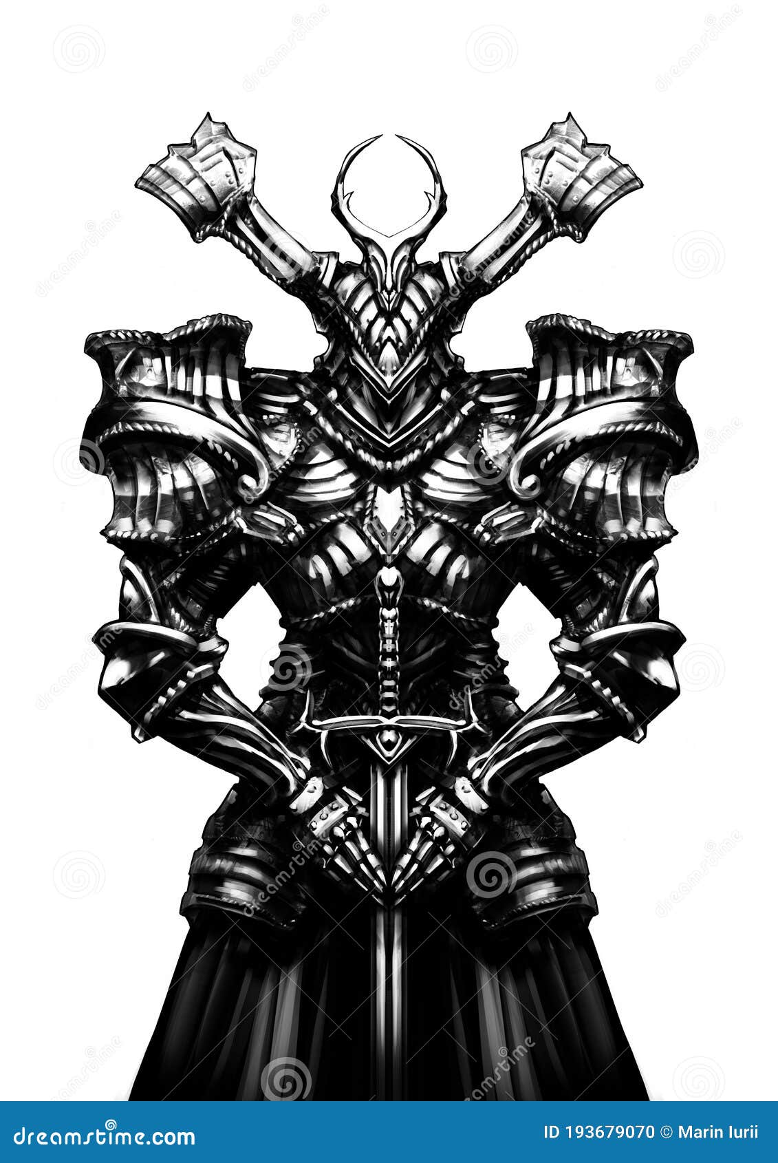 Huge Knight in Unusual Heavy Armor Stock Illustration - Illustration of ...