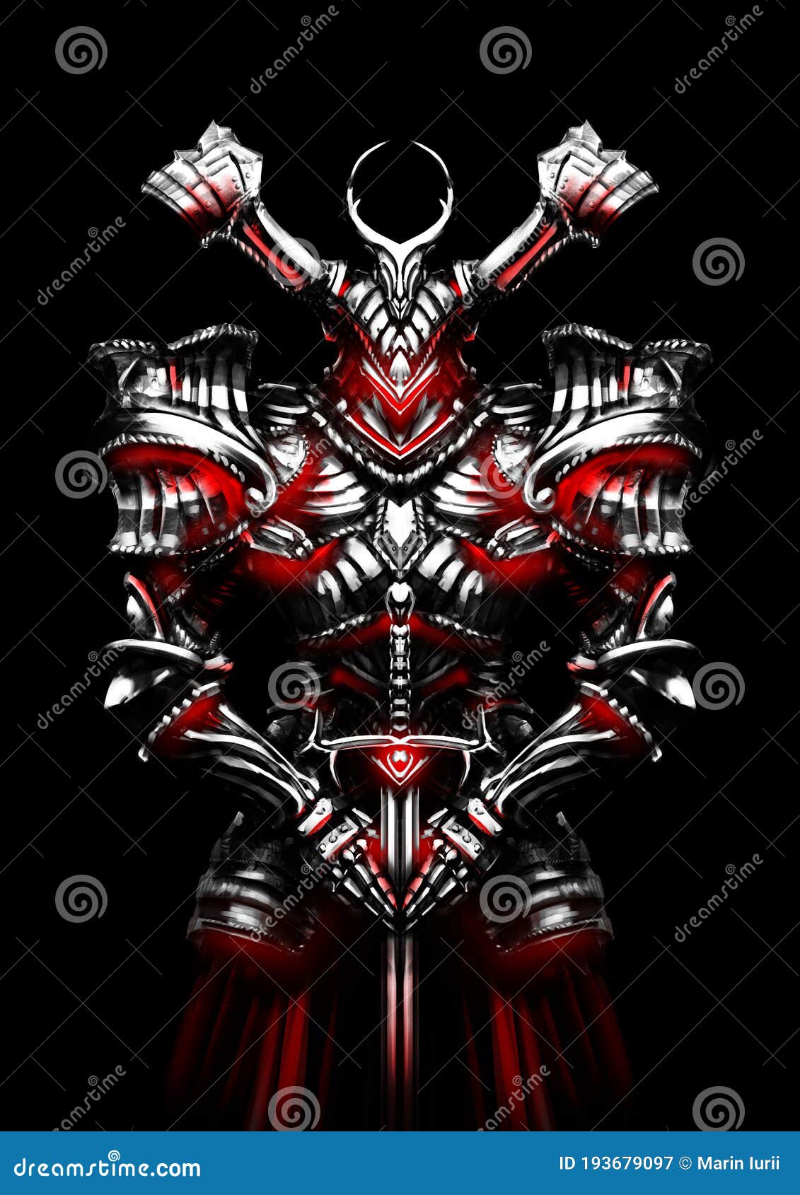 Huge Knight in Unusual Heavy Armor Stock Illustration - Illustration of ...