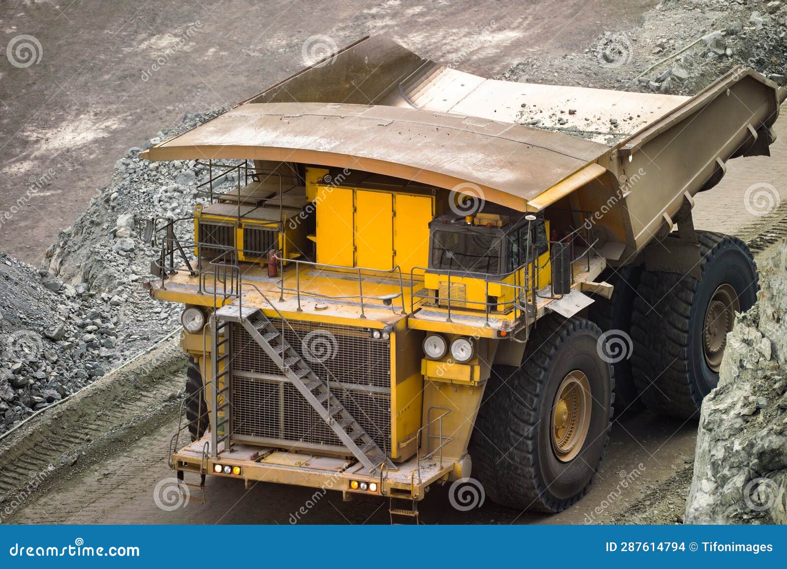 Large Dump Truck Near The Concrete Factory. Car Tonar For Transportation Of Heavy Bulk Cargo ...