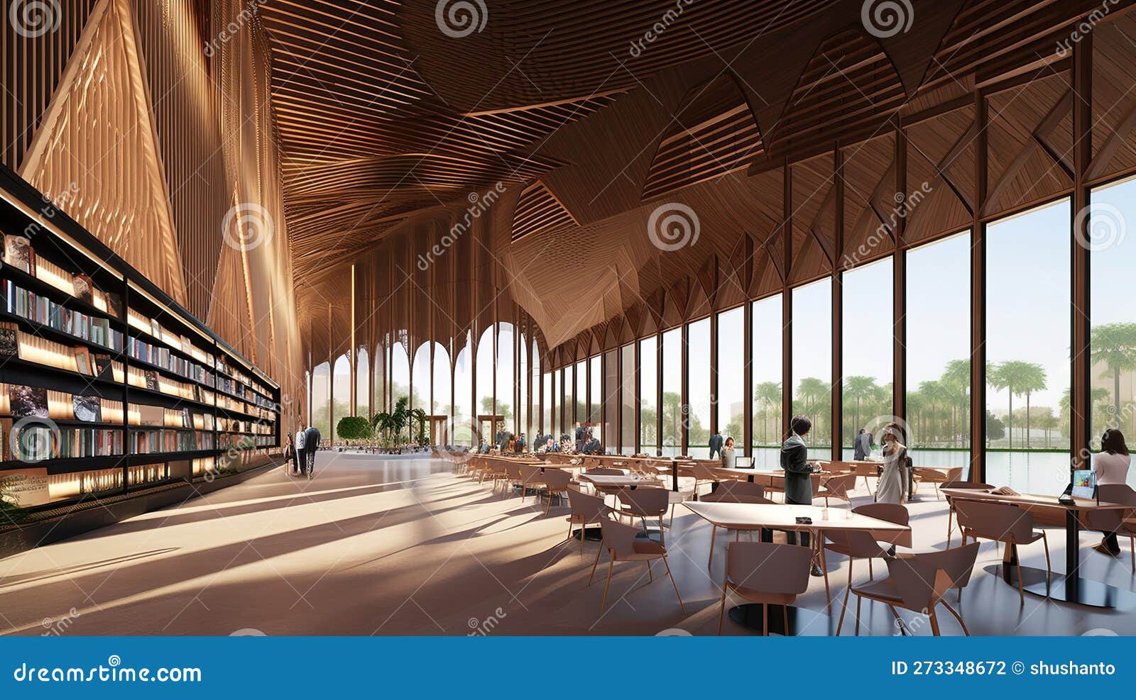 A Huge Library Hall stock illustration. Illustration of office - 273348672
