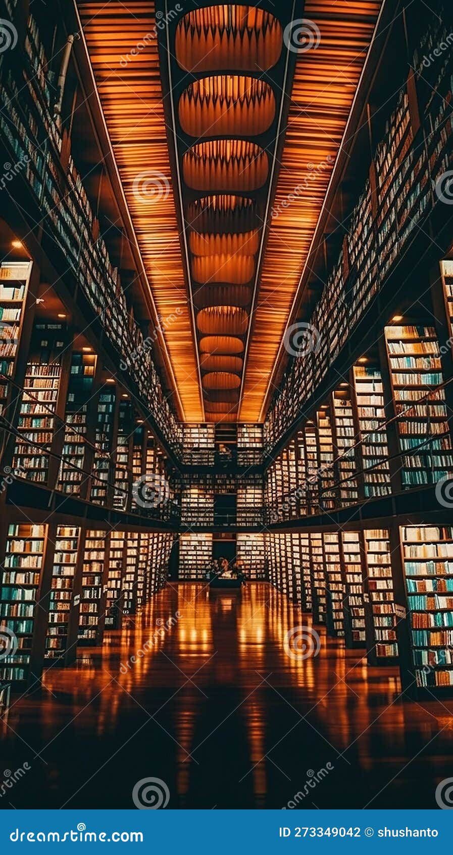 A Huge Library Hall stock illustration. Illustration of light - 273349042