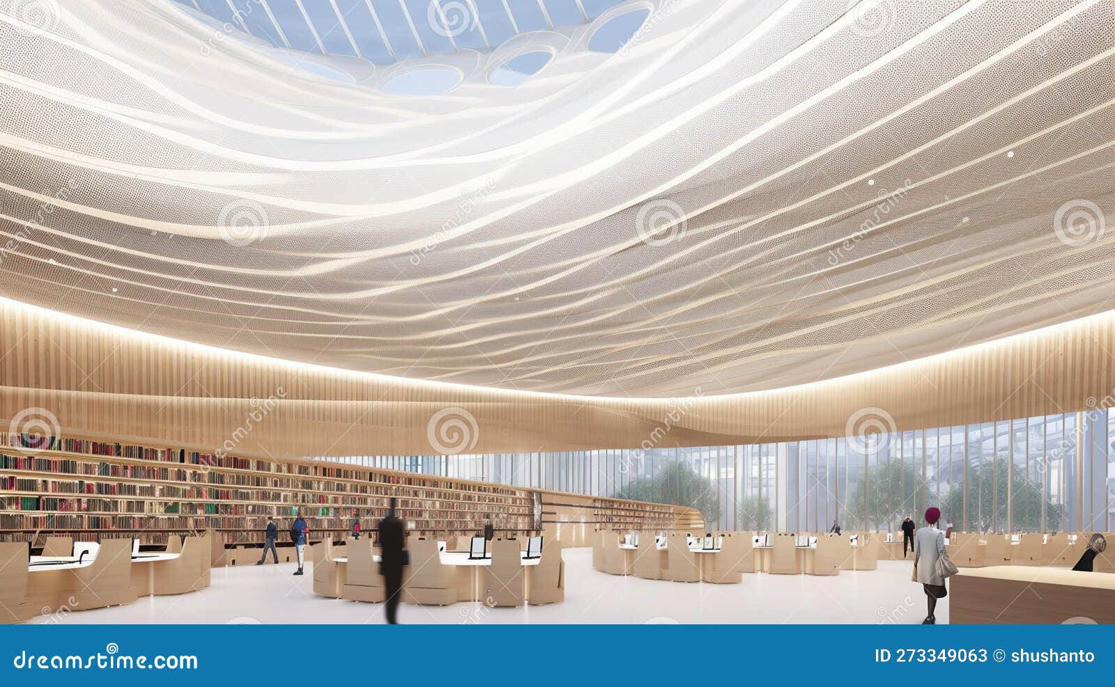 A Huge Library Hall stock illustration. Illustration of structure ...