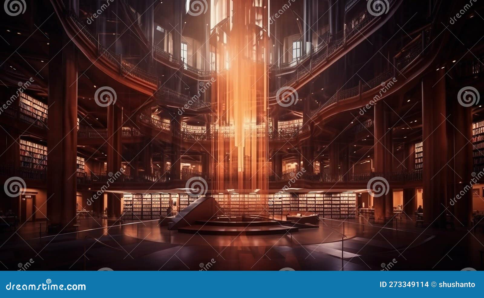 A Huge Library Hall stock illustration. Illustration of room - 273349114