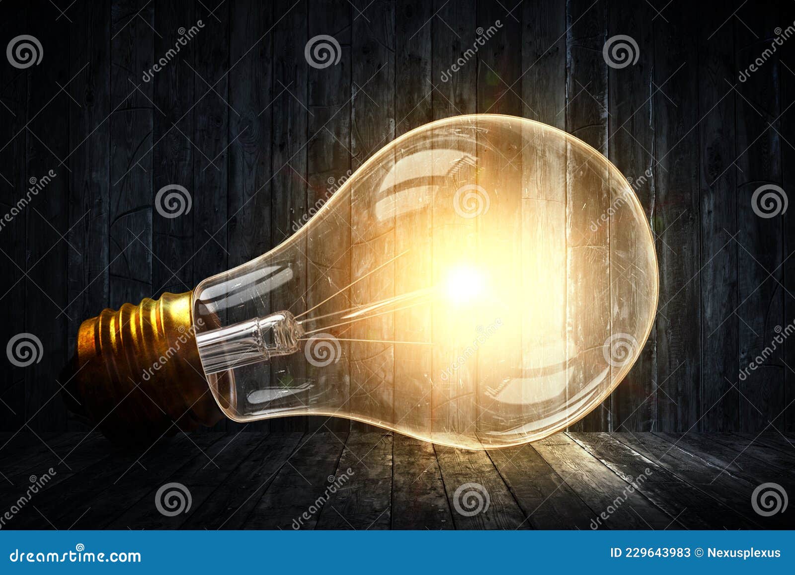 Huge Light Bulb Glowing in the Darkness Stock Image - Image of ...