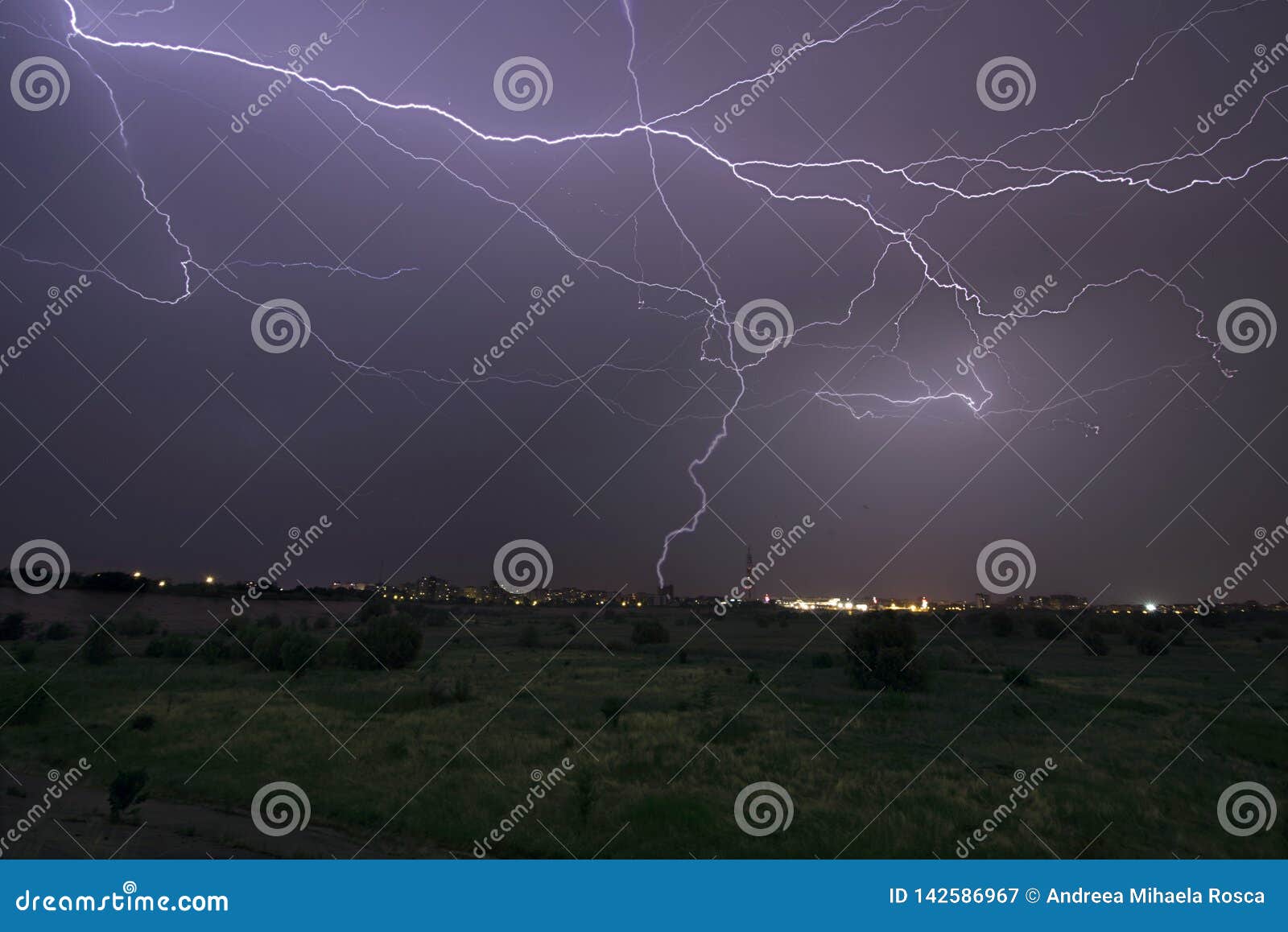 Huge Lightning Bold on the Night Sky during a Storm Stock Image - Image ...