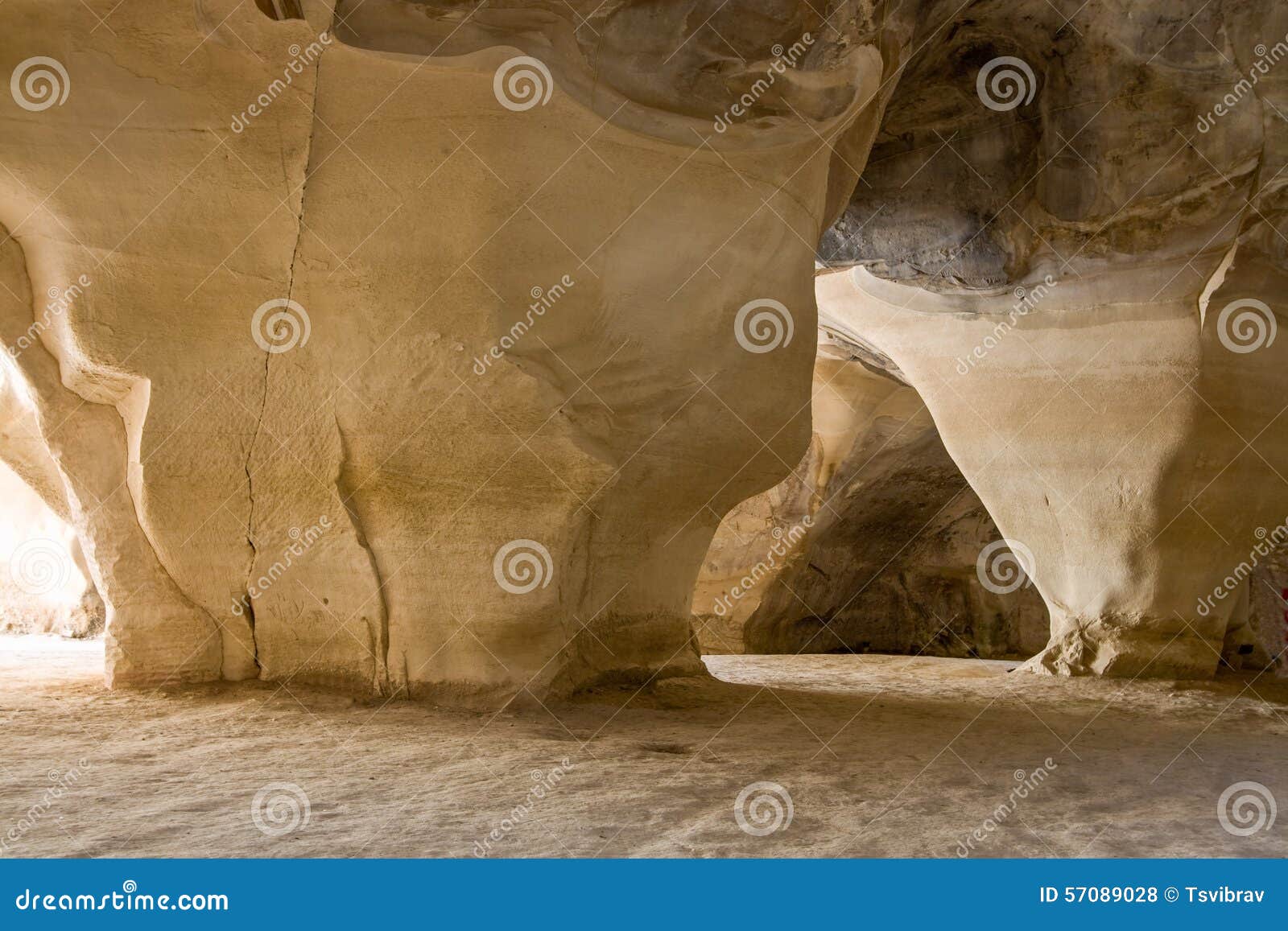 Huge Limestone Pillars at Underground Caves, Beit Govrin, Israel Stock ...