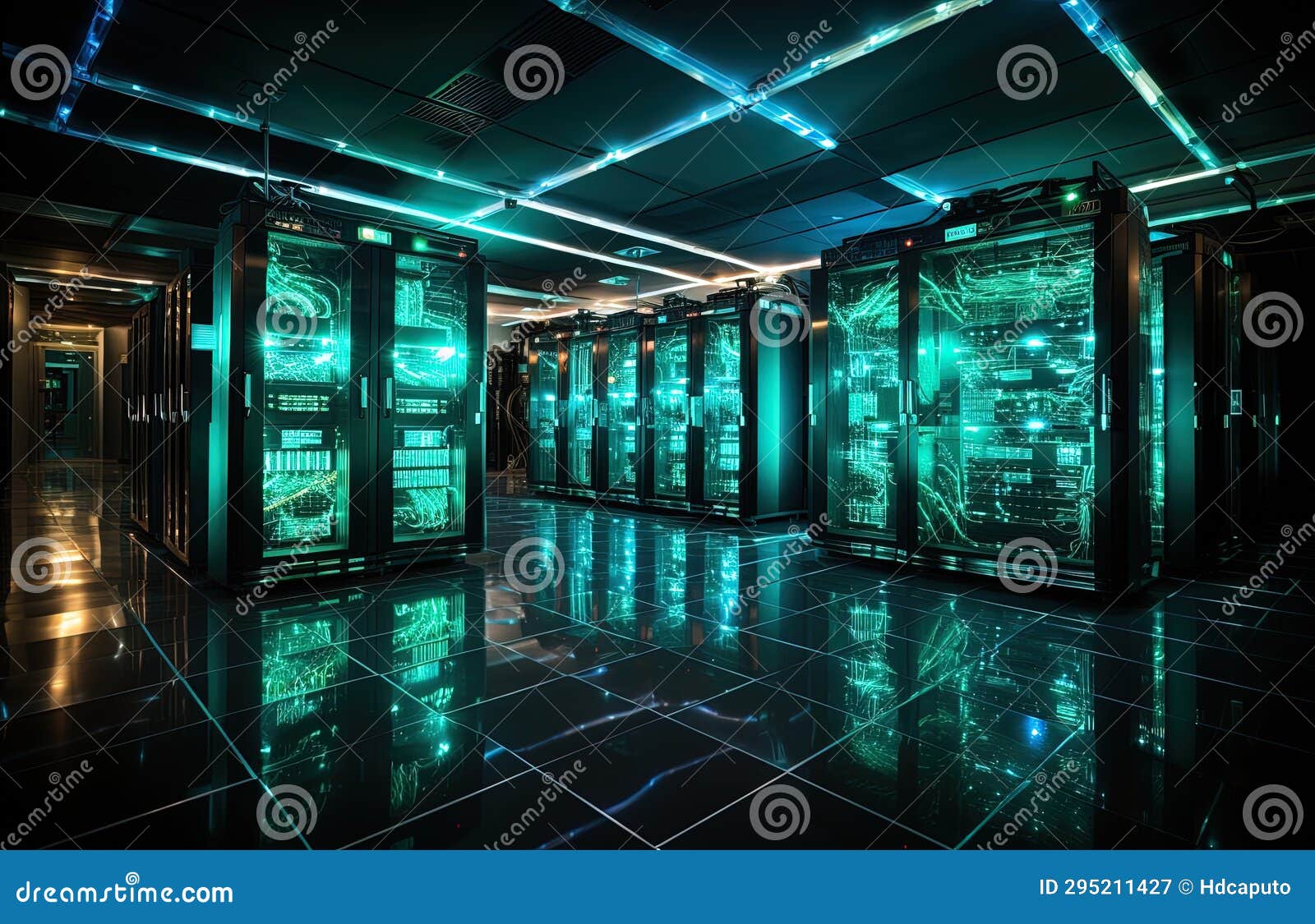 Huge Main Server Room with Hundreds of Computers Connected To Each ...