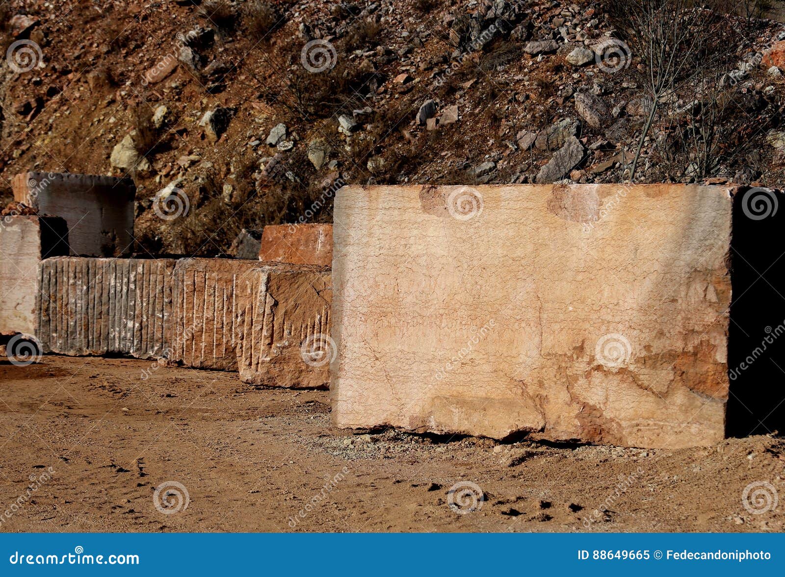 Huge Marble Quarry with Blocks of Marble Extracted from the Moun Stock ...