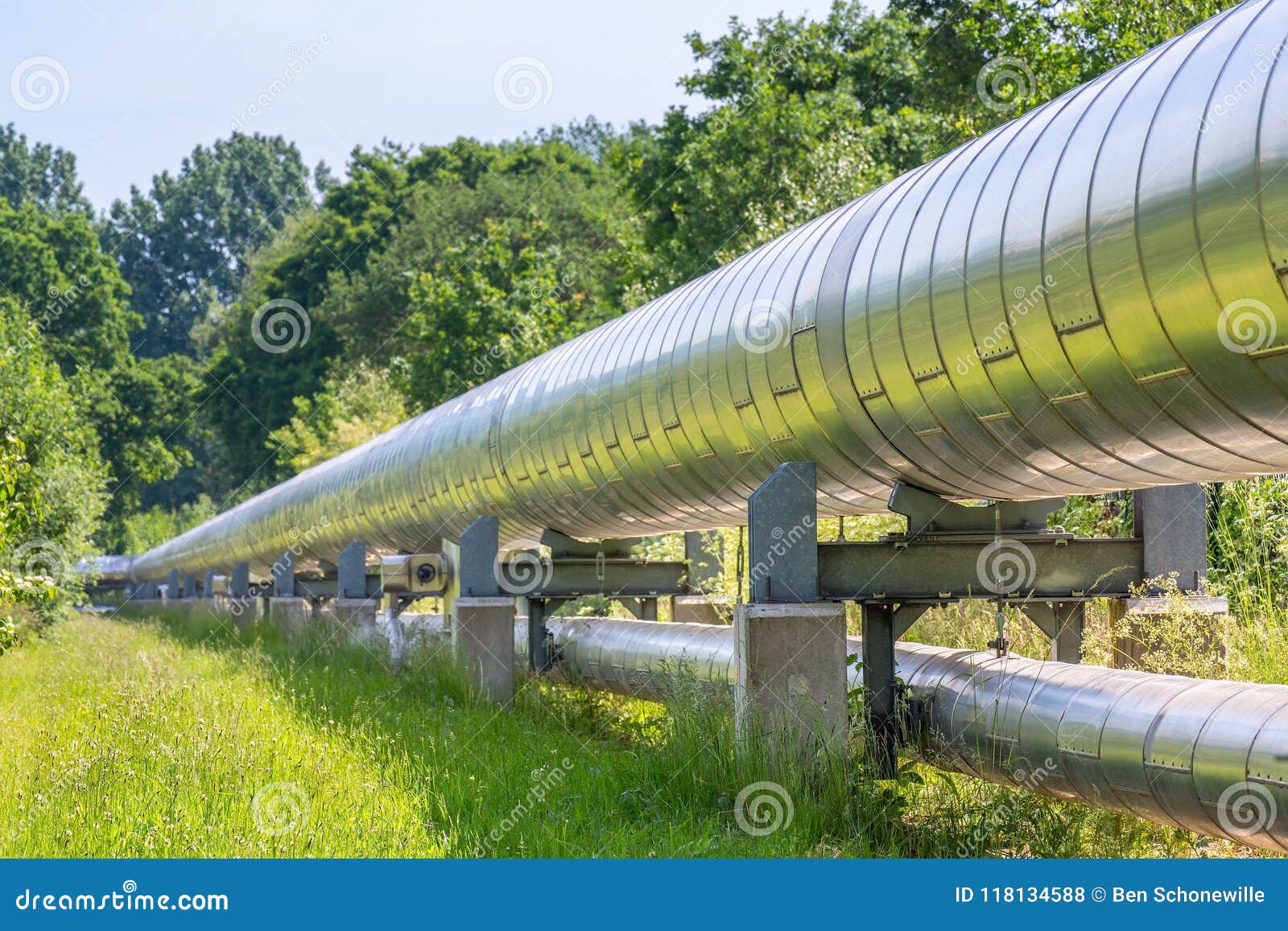 Huge Metal Gas Pipeline Transporting Gas Stock Photo - Image of holland ...