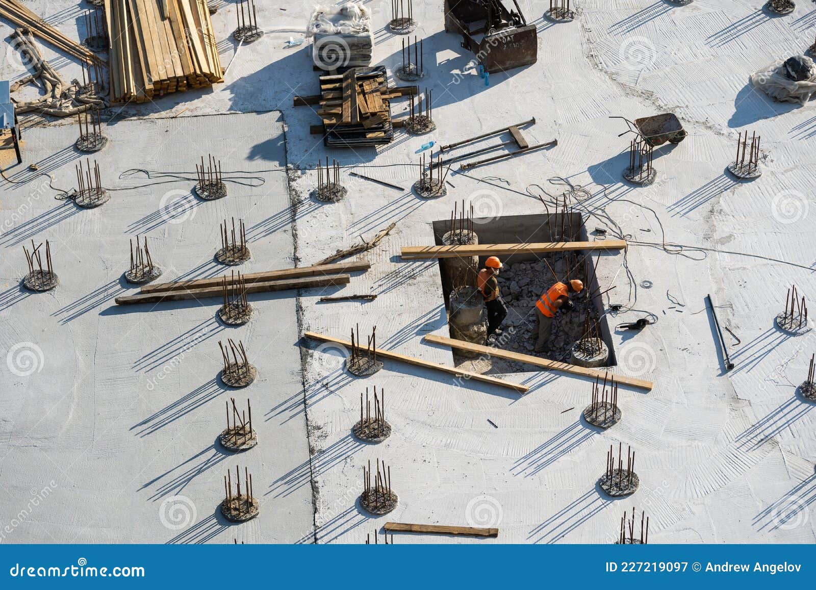 The Huge Metal Structure on the Construction Site, Aerial View Stock ...