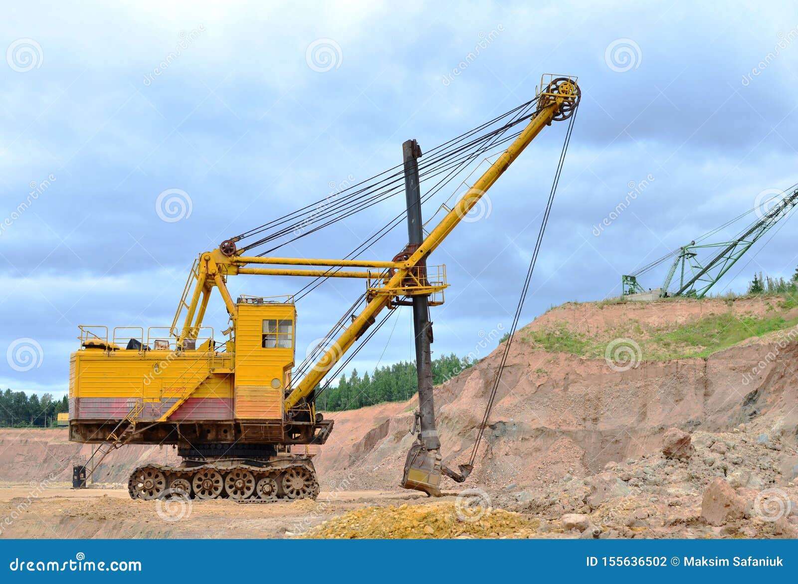 Huge Mining Excavator in the Limestone Open-pit. Stock Photo - Image of ...