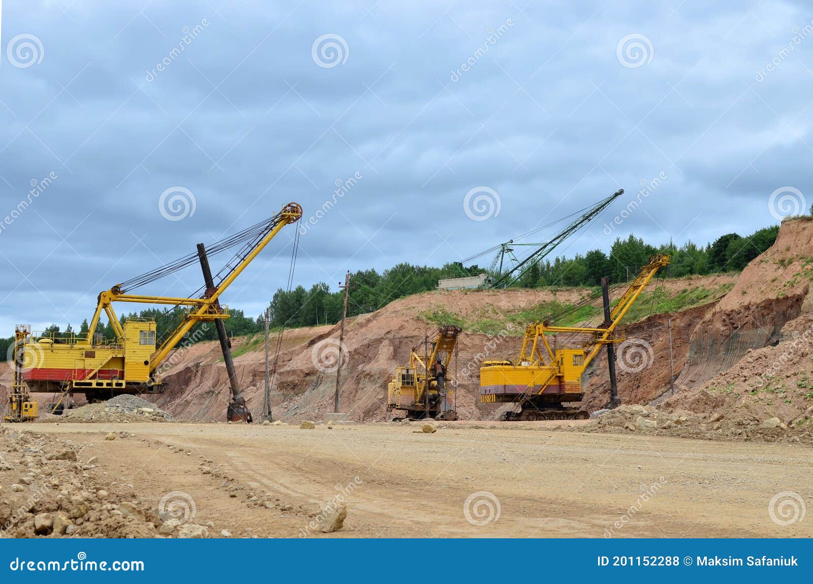 Huge Mining Excavator in the Limestone Open-pit. Biggests Digger ...