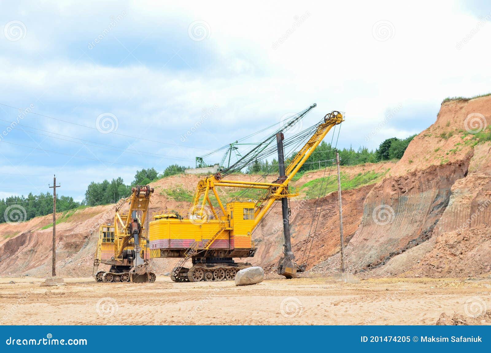 Huge Mining Excavator in the Limestone Open-pit. Biggests Digger ...