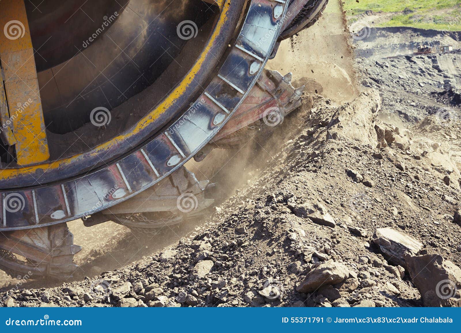 Huge Mining Excavator In The Limestone Open-pit. Biggest Digger Working ...