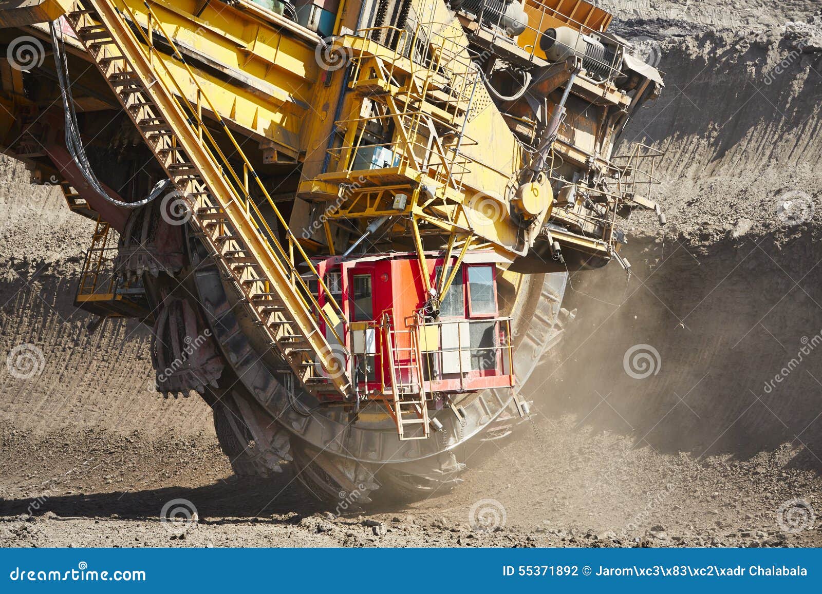 Huge Mining Excavator In The Sand Open-pit. Biggest Digger Working In ...