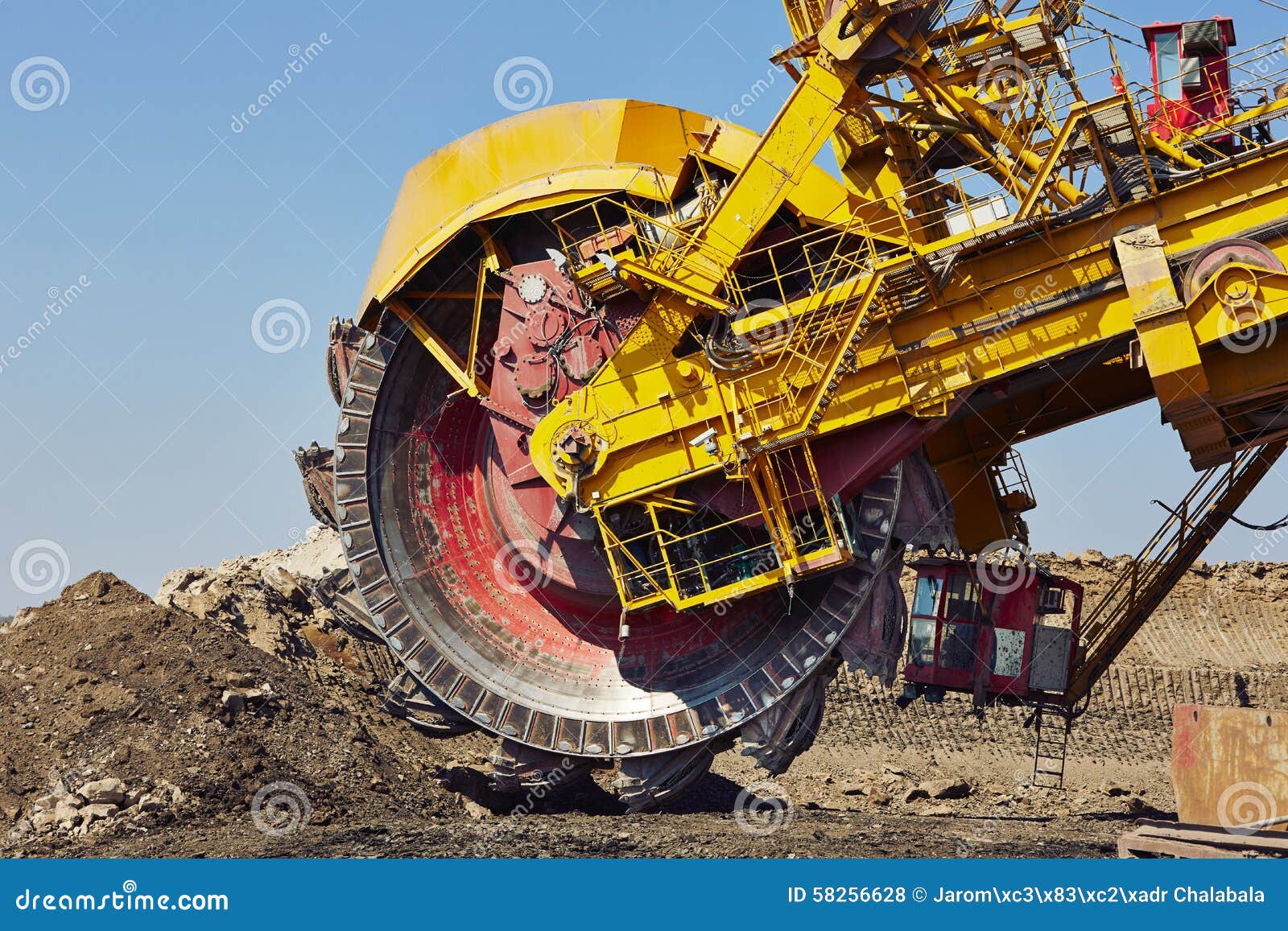 Huge Mining Excavator In The Limestone Open-pit. Biggest Digger Working ...