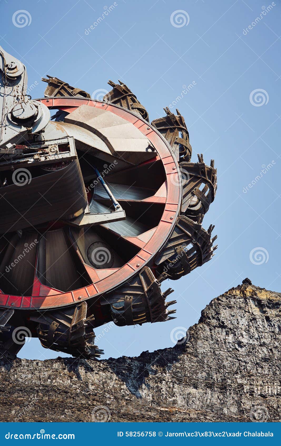 Huge Mining Excavator In The Limestone Open-pit. Biggest Digger Working ...
