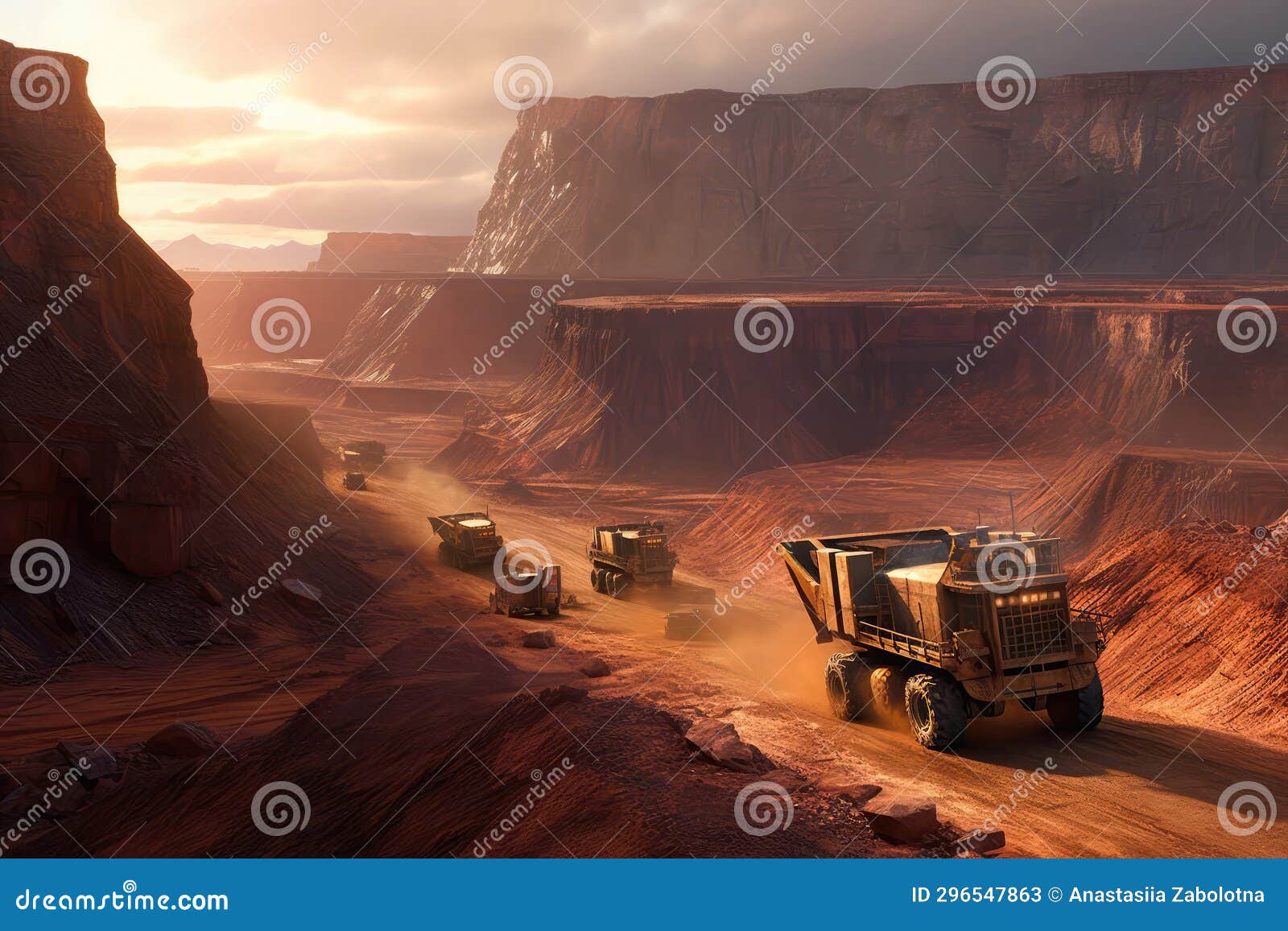 Huge Mining Trucks Transporting Copper Ore Across Vast Landscapes ...