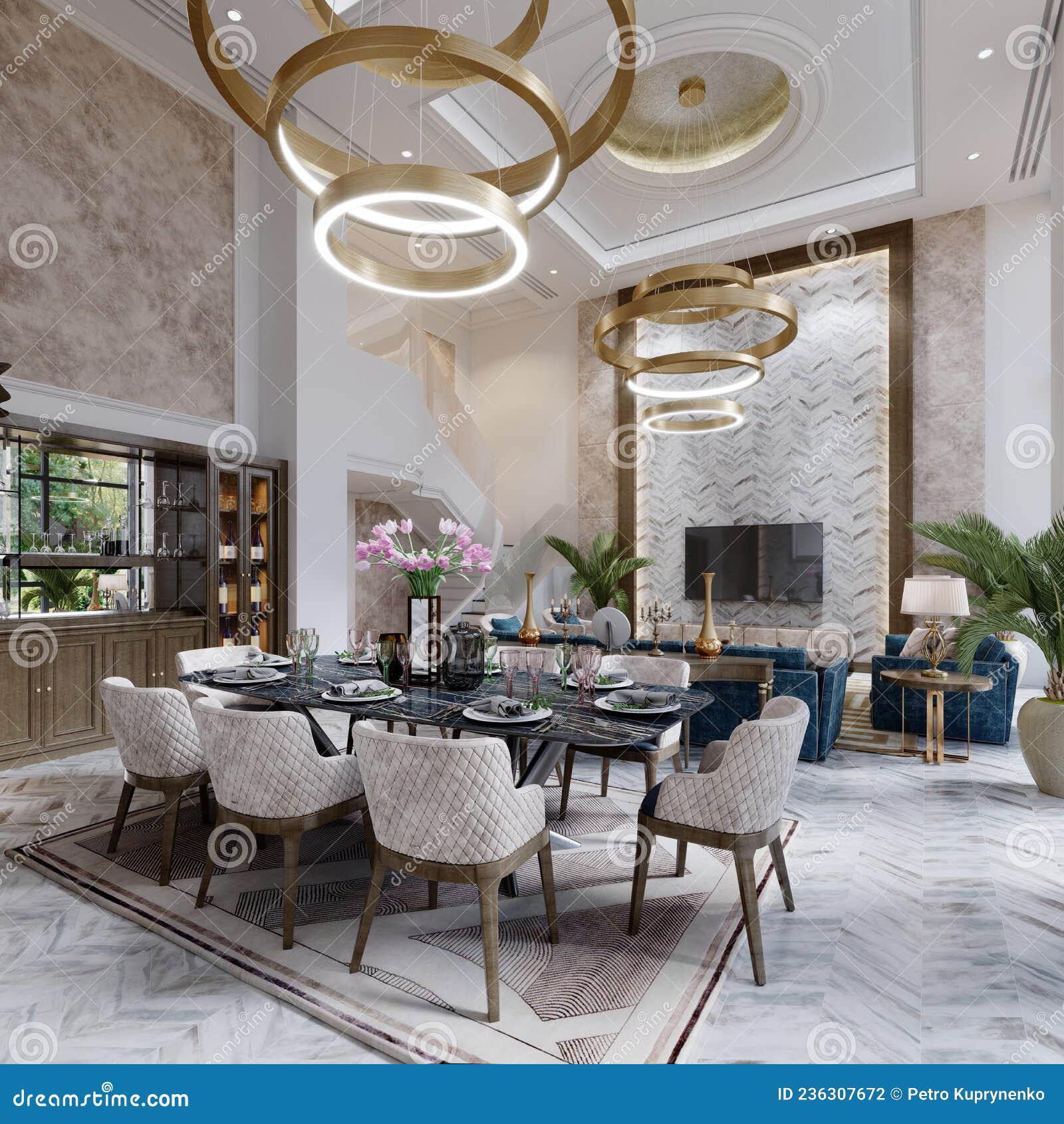 Huge Modern Dining Area with Large Windows and High Ceilings with ...