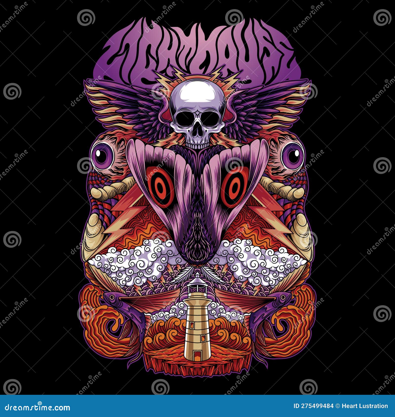 Psychedelic Moth with Text Illustration Stock Vector - Illustration of ...