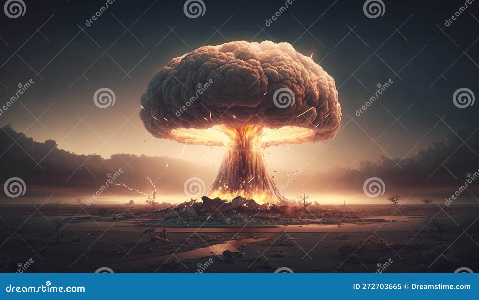 Huge Nuclear Bomb Explosion, End of the World, Doomsday in a Post ...