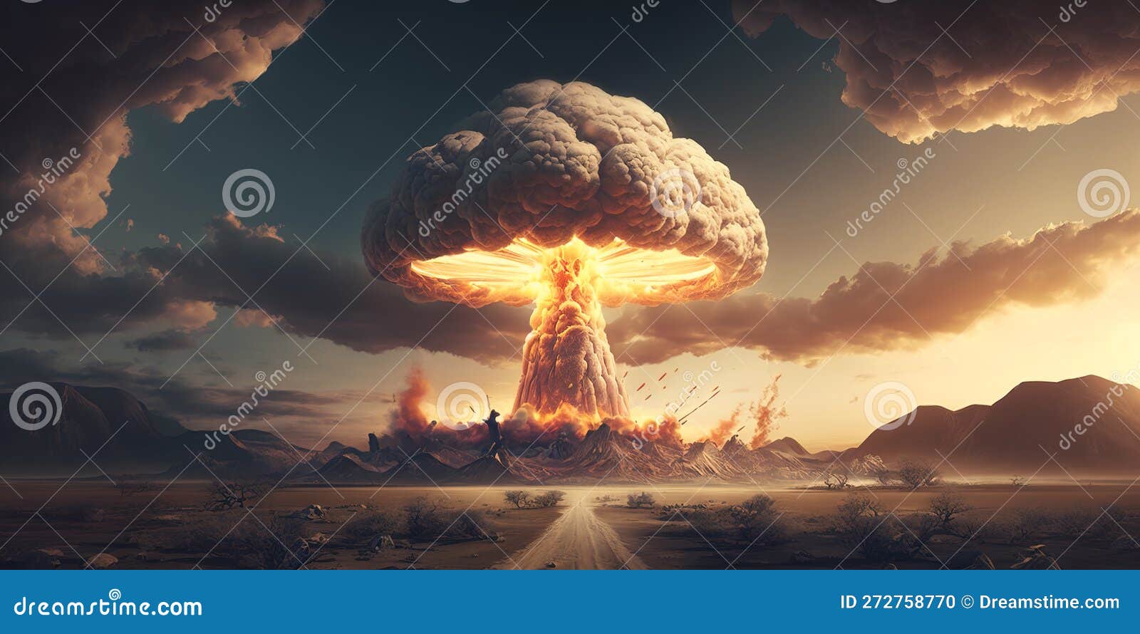 Huge Nuclear Bomb Explosion, End of the World. Generative AI Stock ...