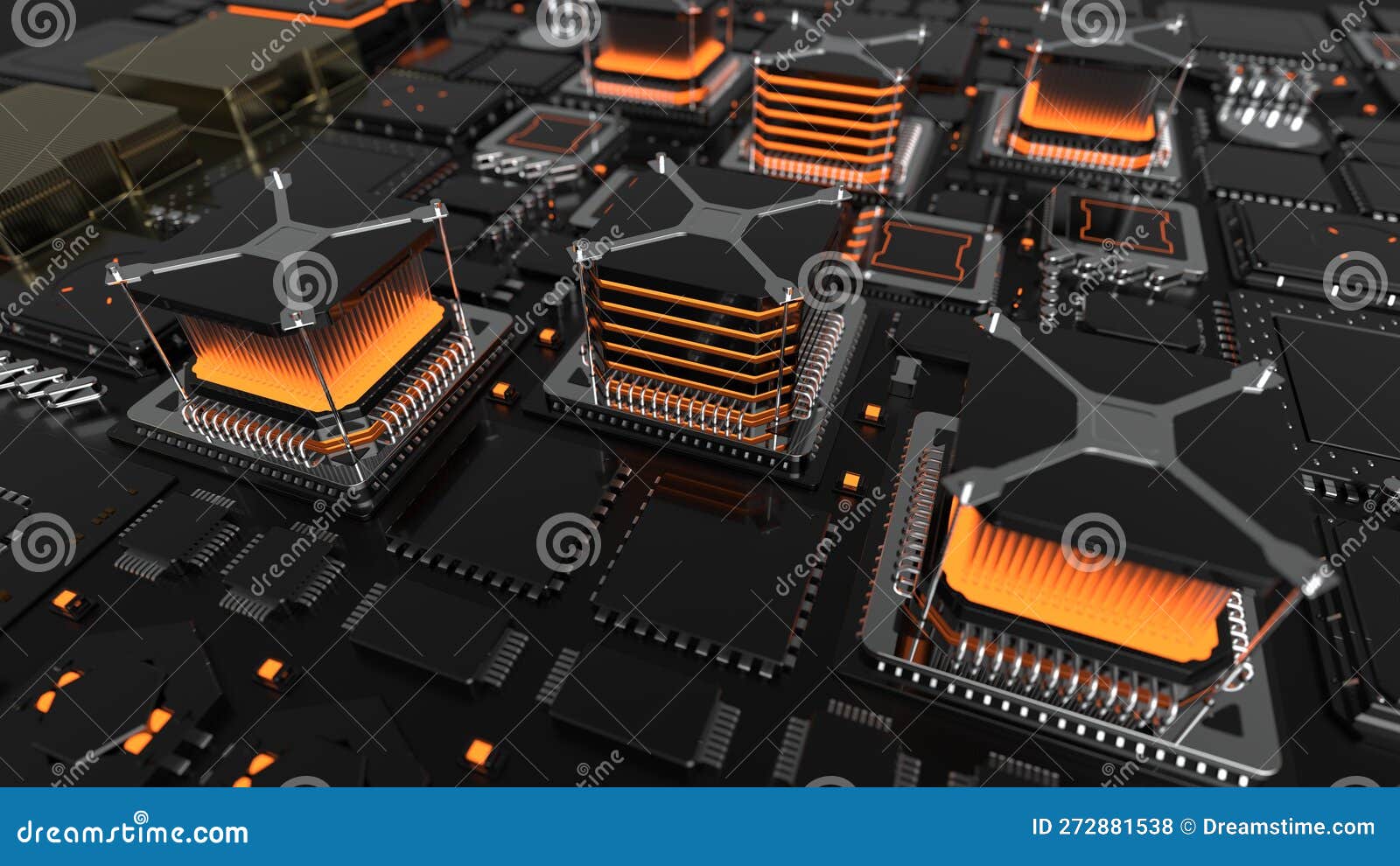 A Huge Number of Microchips on the Surface Stock Illustration ...