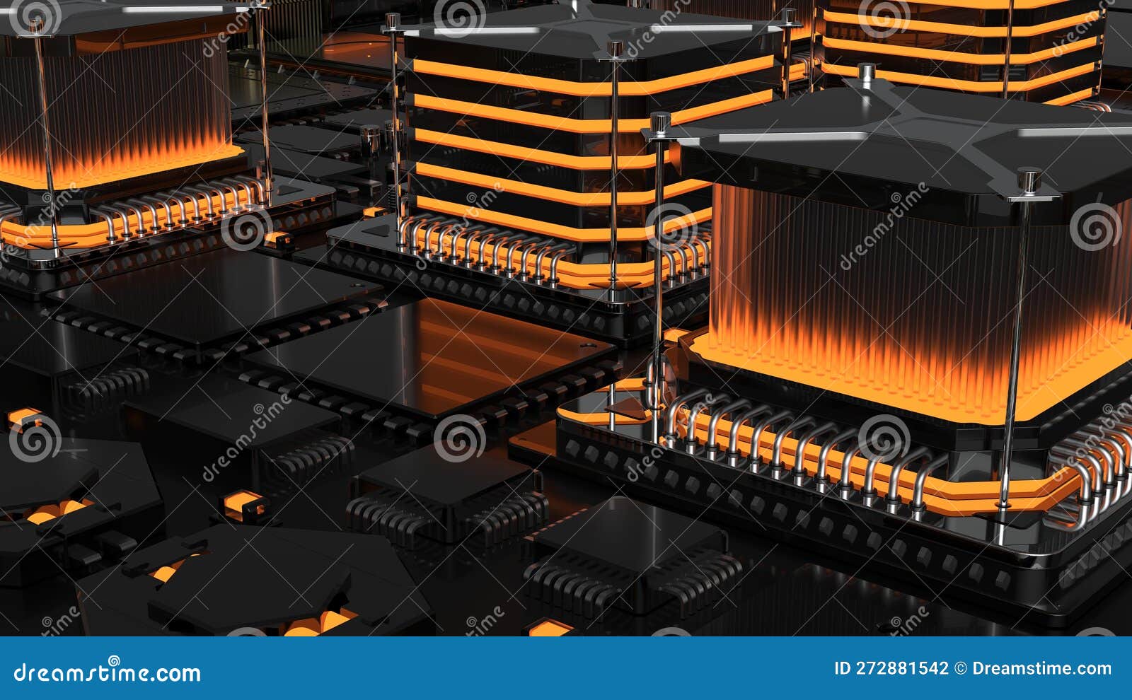 A Huge Number of Microchips on the Surface Stock Illustration ...