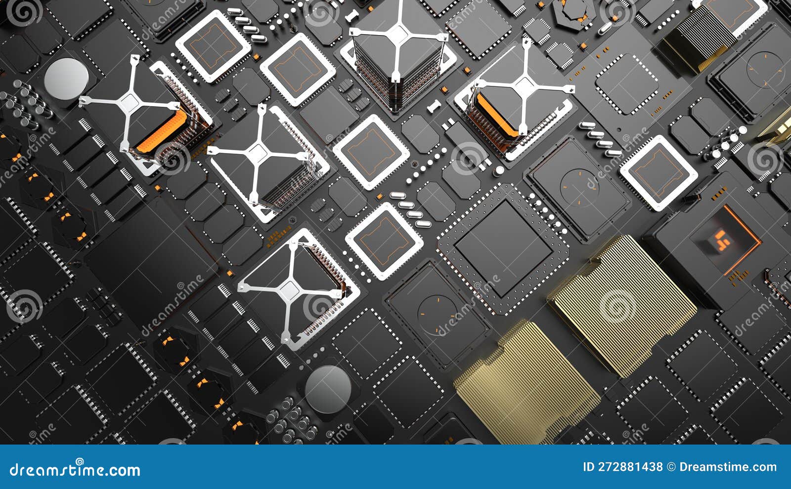 A Huge Number of Microchips on the Surface Stock Illustration ...