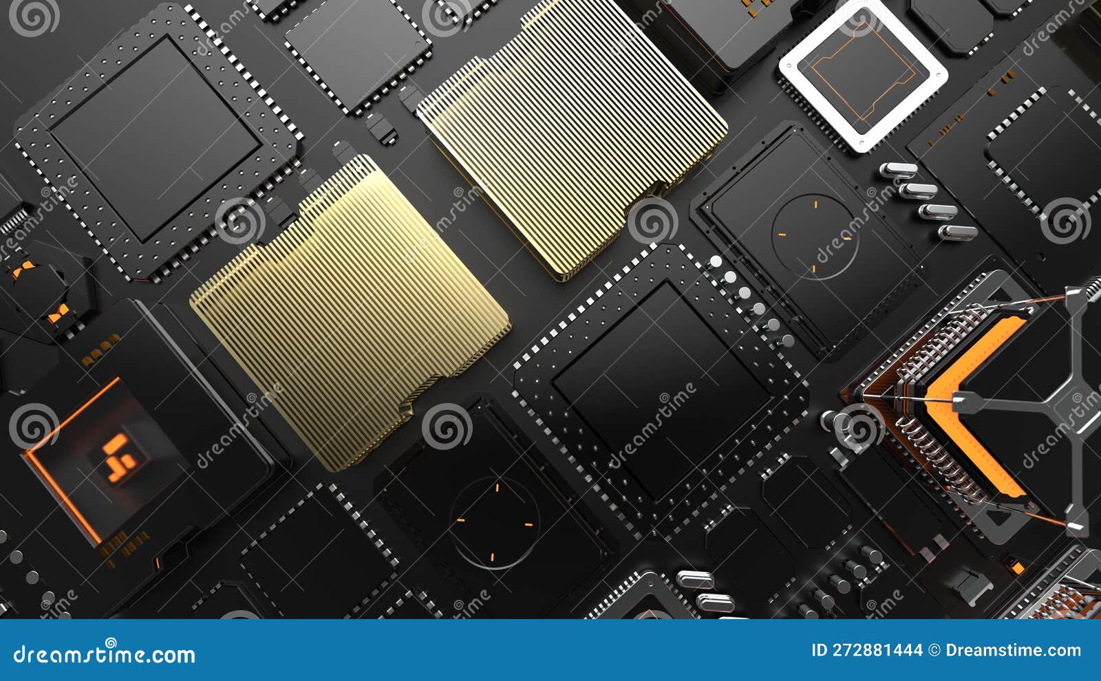 A Huge Number of Microchips on the Surface Stock Illustration ...