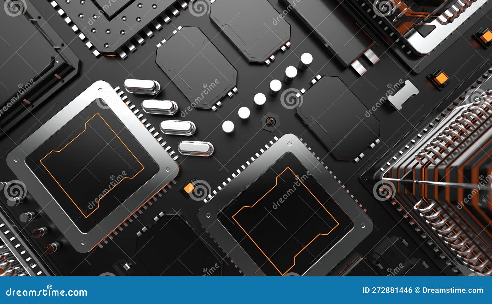 A Huge Number of Microchips on the Surface Stock Illustration ...