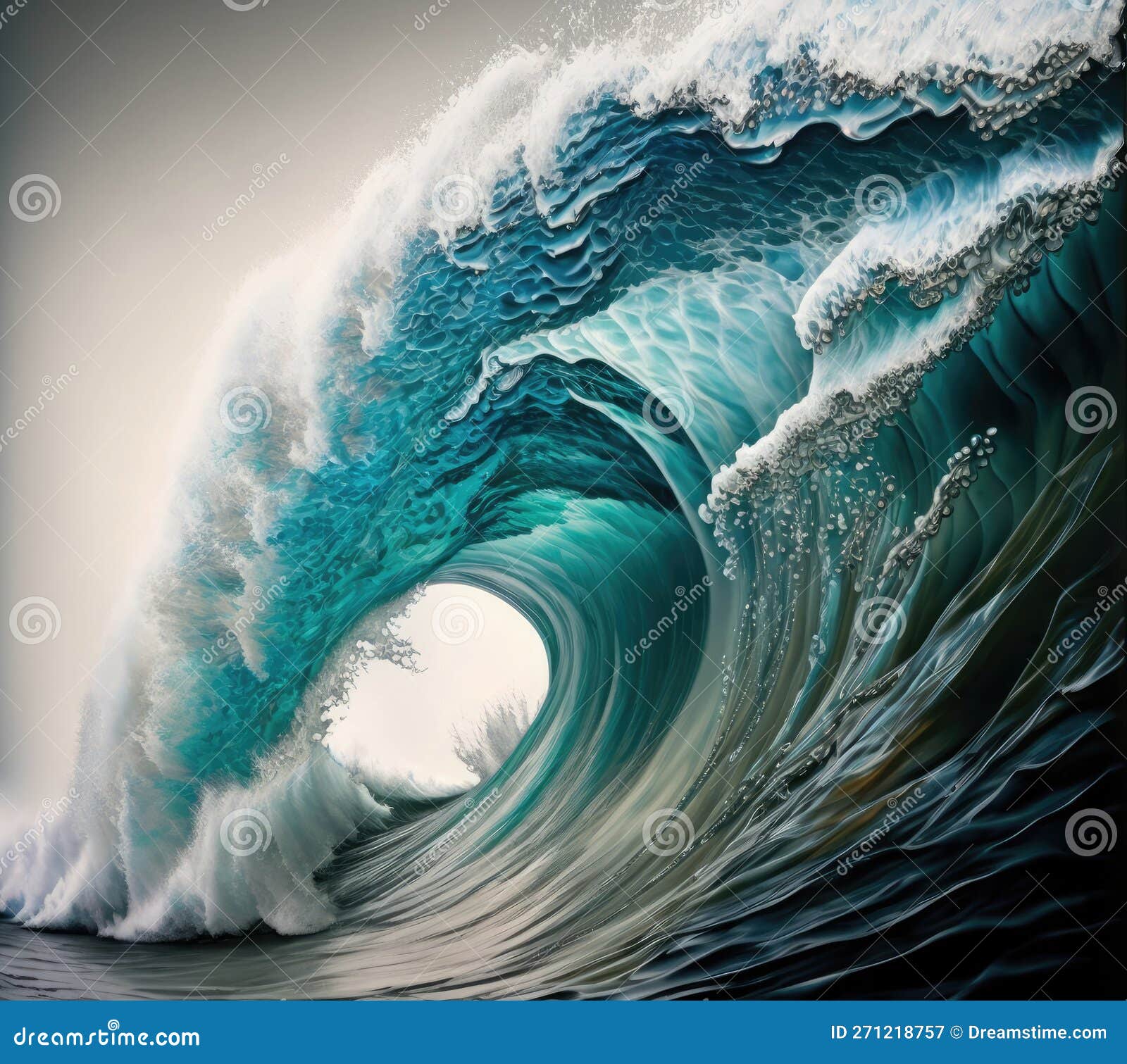 Huge ocean crashing wave. stock illustration. Illustration of breaking ...