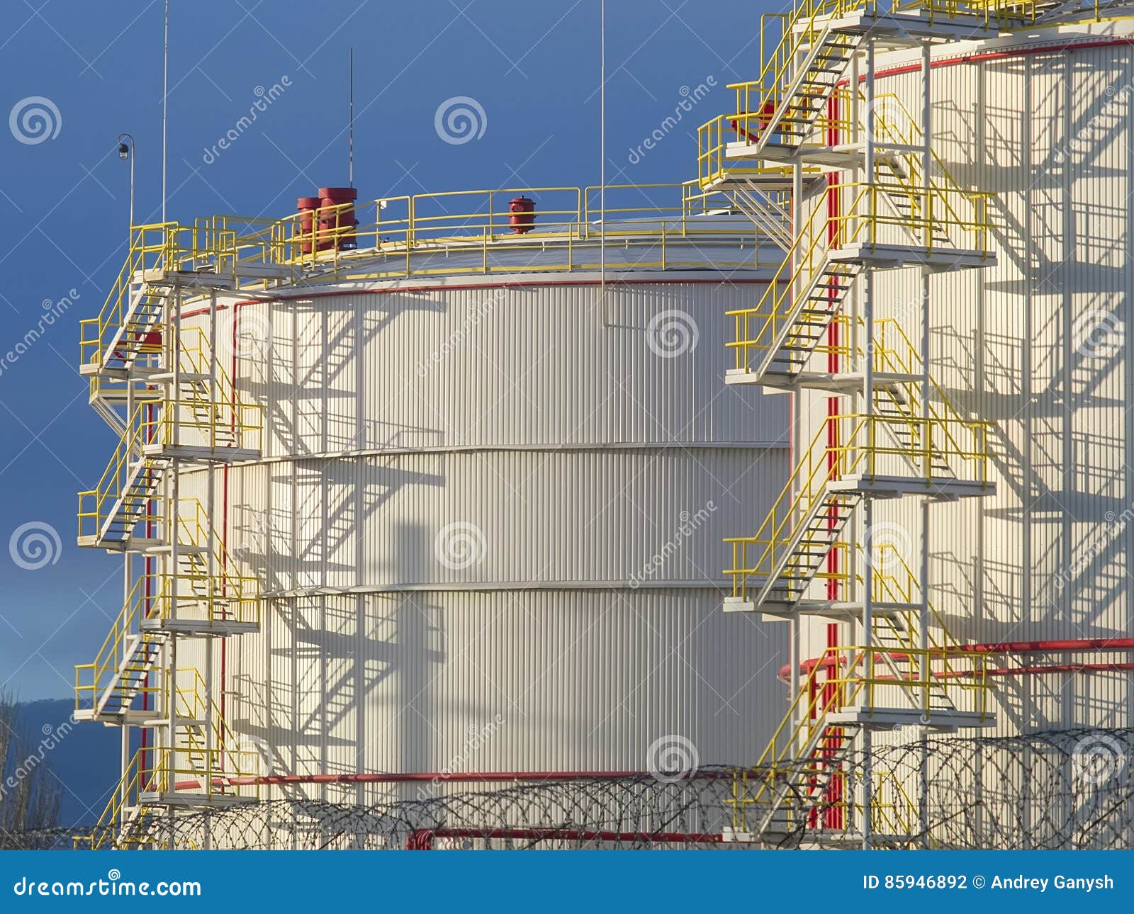 Huge Oil Tanks in the Factory Stock Photo - Image of blue, exterior ...