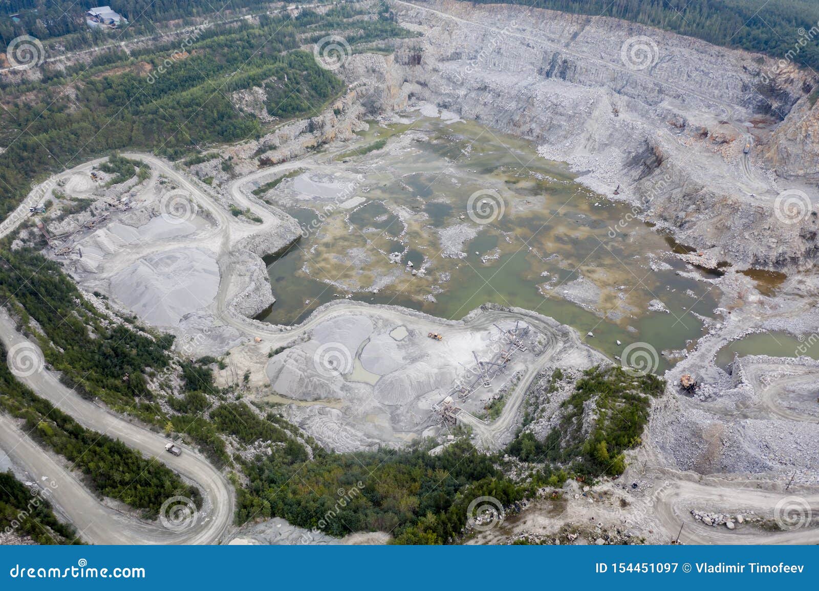 Huge Open-pit Granite Quarry, View from Drone, Cloudy Day Stock Image ...
